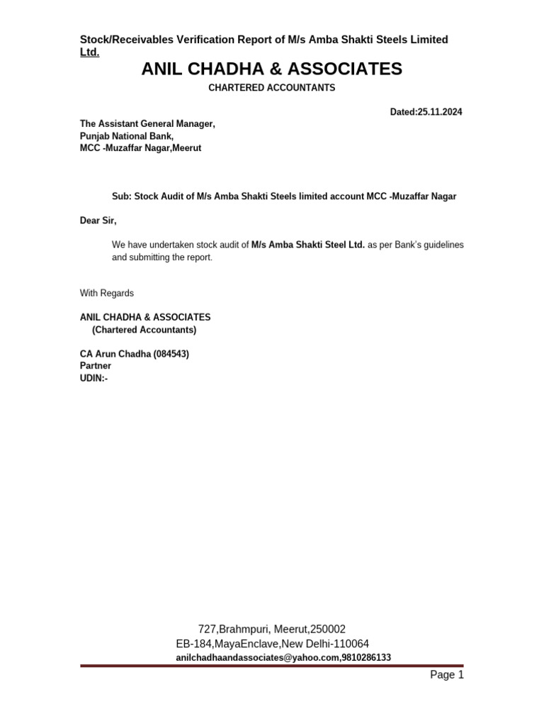 Amba Shakti Industries Ltd. | PDF | Valuation (Finance) | Inventory