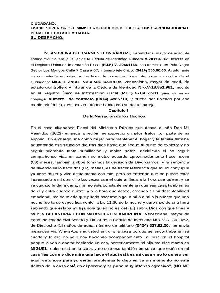 Denuncia Andreina | PDF