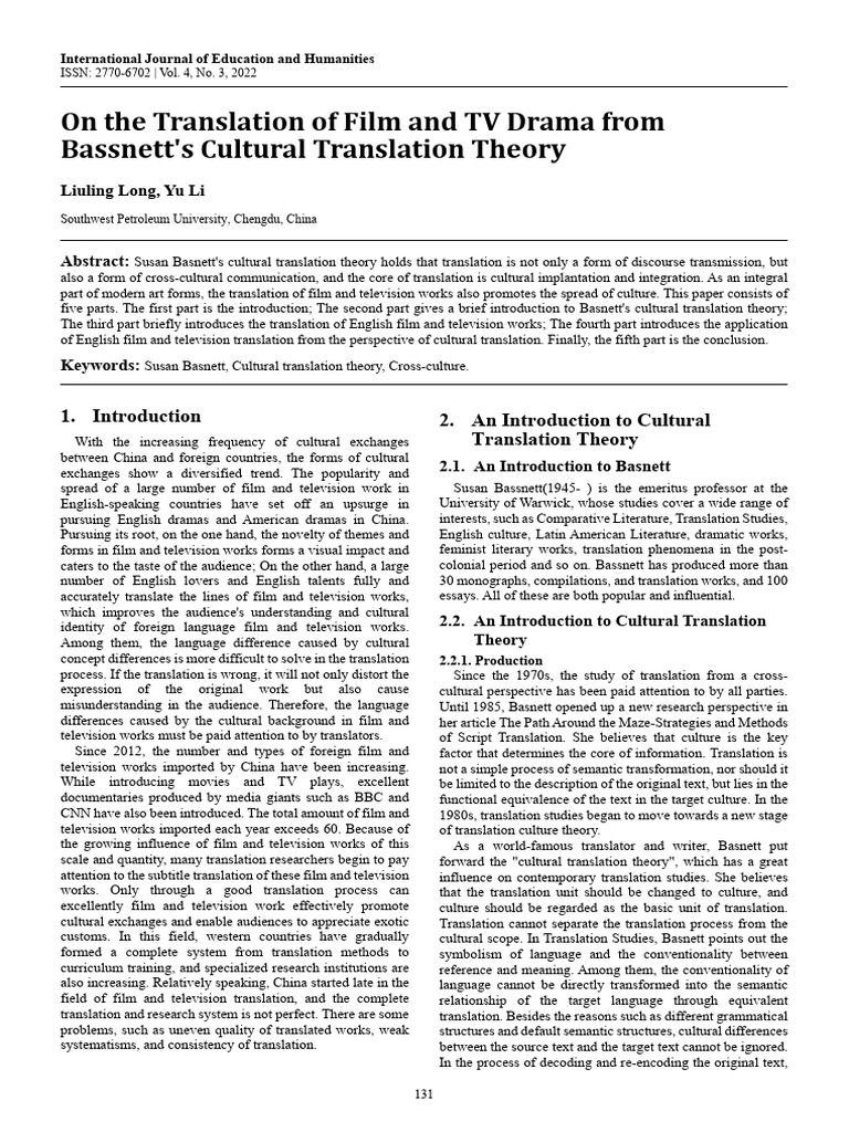On The Translation of Film and TV Drama From Bassn | PDF | Translations ...