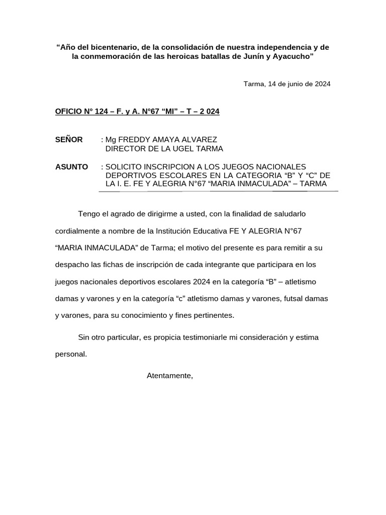 Oficio Deporte | PDF