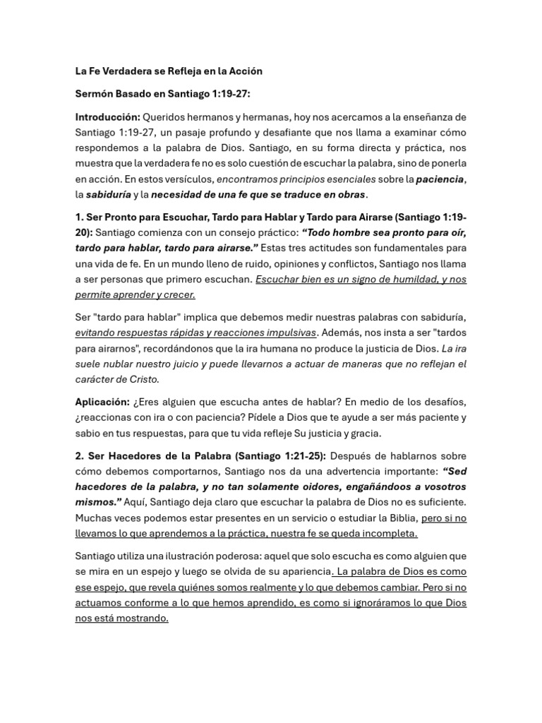 La Fe Verdadera Se Refleja en La Acción | PDF | Fe | Dios
