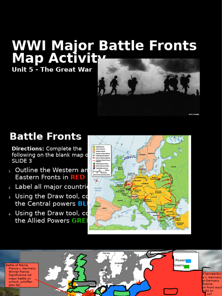 WWI Major Battlefronts Map Activity 2 | PDF | Allies Of World War I ...