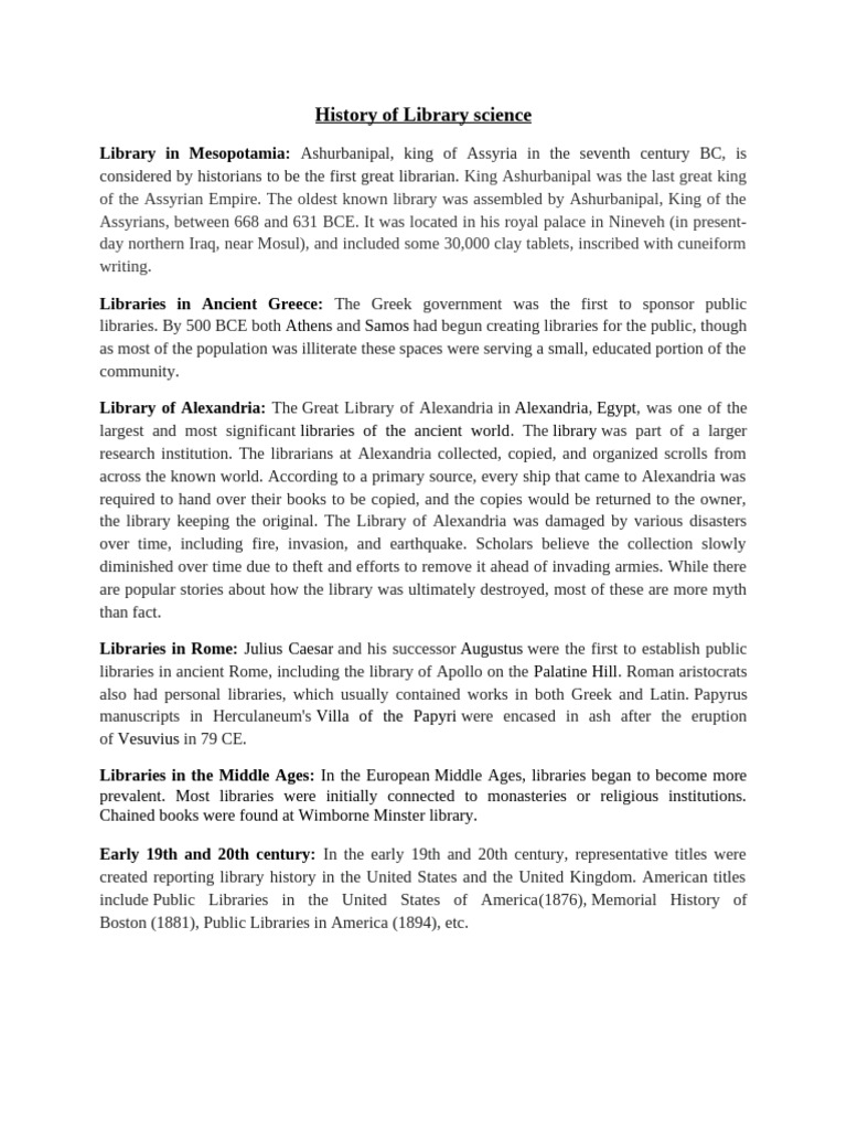 History of Library Science | PDF
