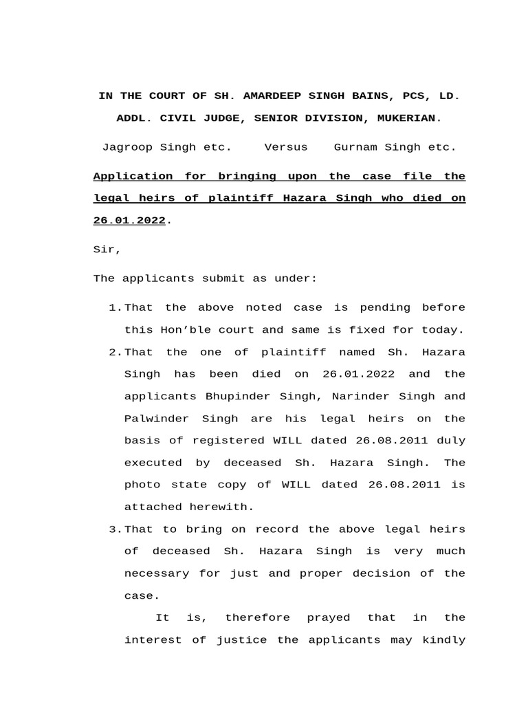 App For Bringing Upon The Case File of Jagroop S Etc Vs Gurnam S Etc. | PDF | Affidavit | Public Law