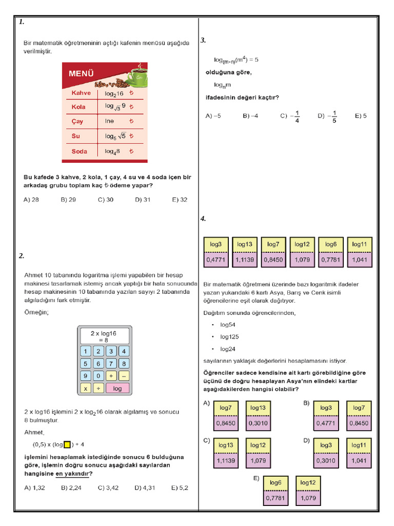 Logaritma Yeni Nesil Soru | PDF