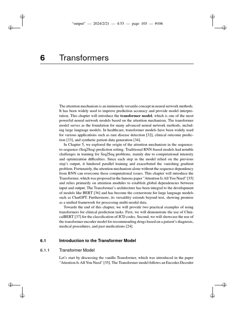 Chap6 Transformer (20240219) - DL4H Practioner Guide | PDF | Applied Mathematics | Computational ...