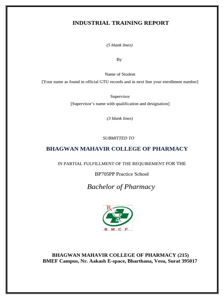 FORMAT_Practice School Report_ INDUSTRIAL TRAINING by_VDR | PDF