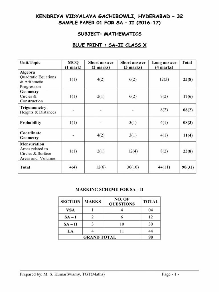 Microsoft Word - Maths Class X SA-II Sample Paper 01 For 2016-17 | PDF