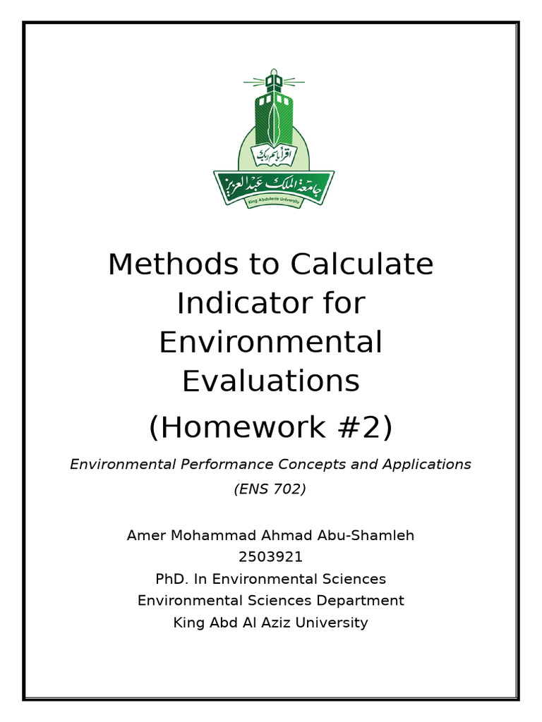 Environmental Indicator Methods | PDF
