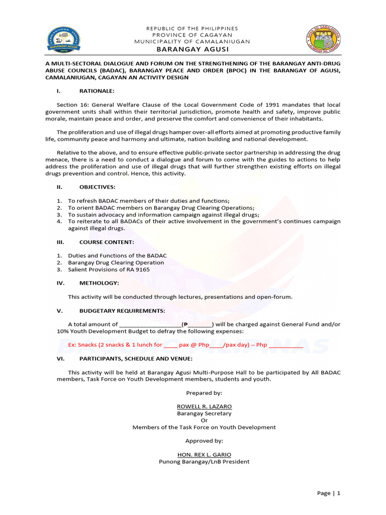 BADAC Activity Design | PDF | Justice | Crime & Violence