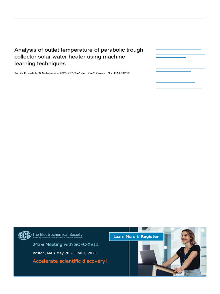 Analysis of Outlet Temperature of Parabolic Trough | PDF | Coefficient ...