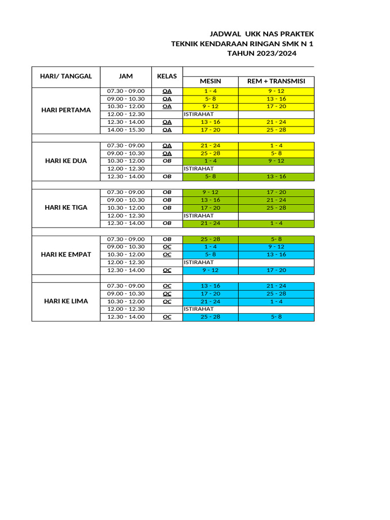 Jadwal Ukk 2025 | PDF