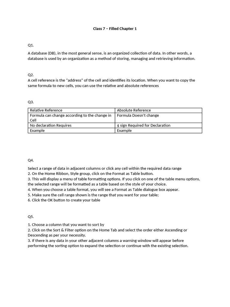 Class 7 Filled Chap 1 | PDF | Computing | Data Management