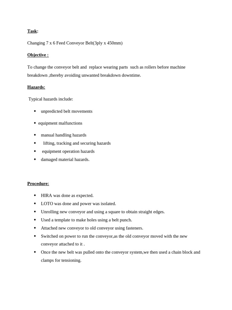 Sue Report Conveyor-1 | PDF