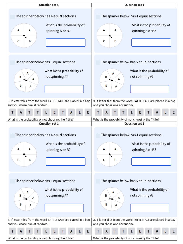 Probability Differentiated Questions Grade 7 | PDF