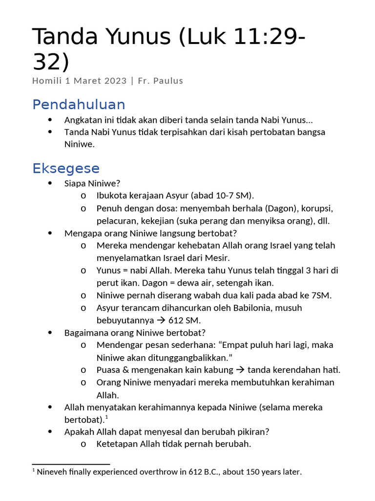 Tanda Yunus (Fr. Paulus) | PDF