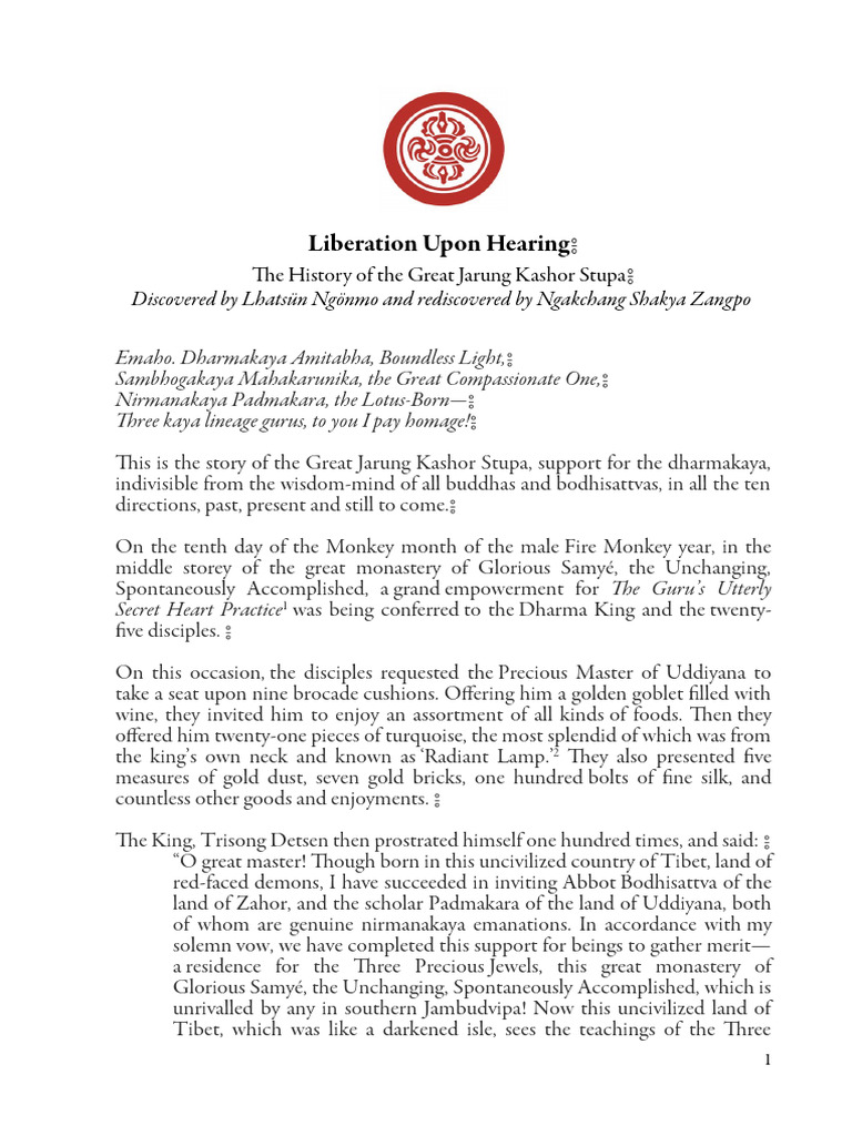 Great History of Jarung Kashor Stupa English | PDF | Buddhahood ...