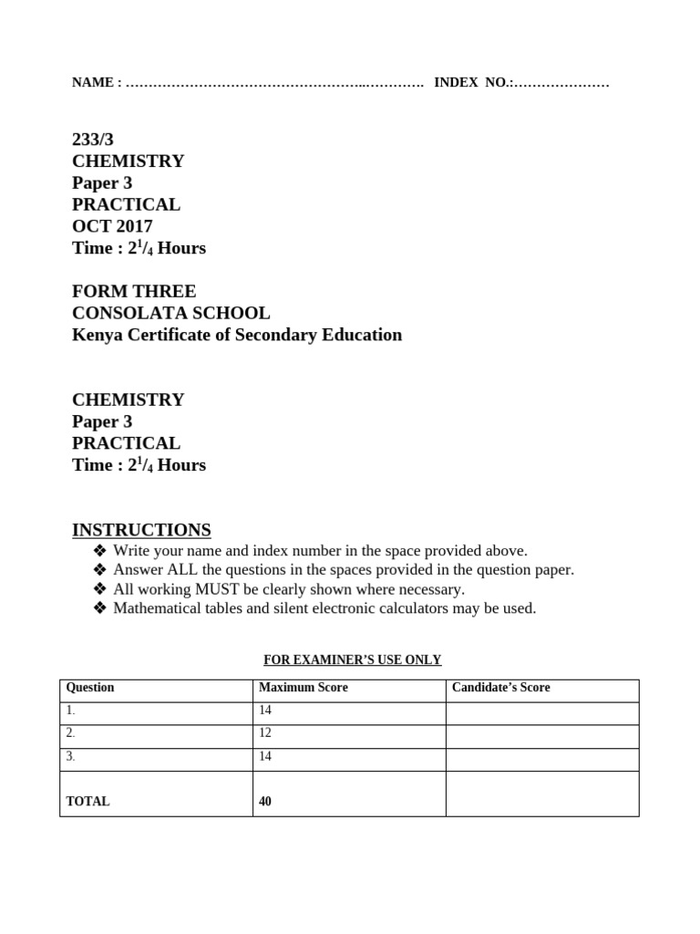 FORM 3 P3 REVISION | PDF | Acid | Sodium