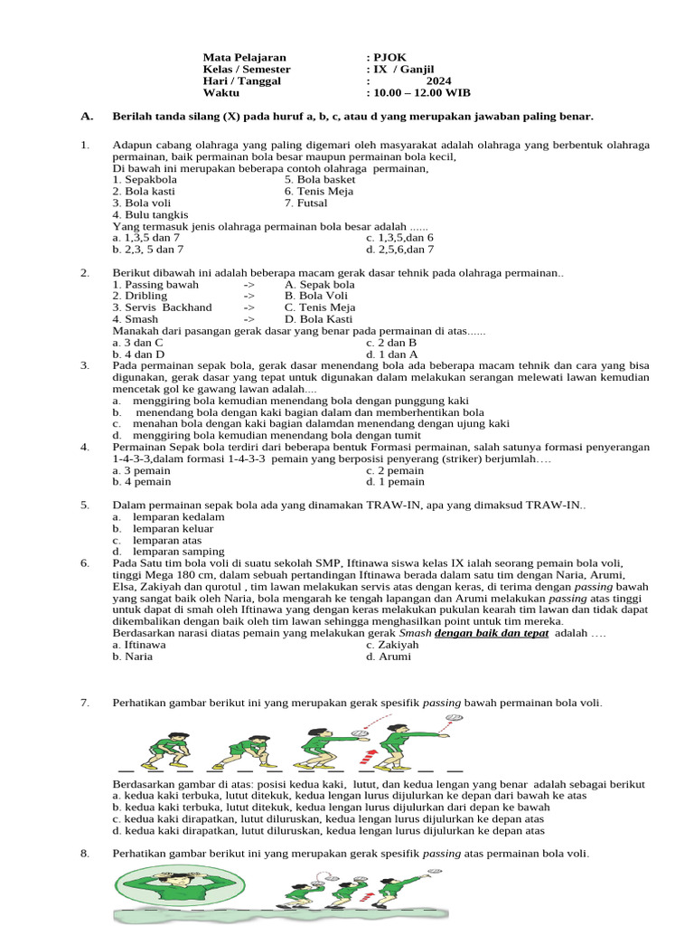 Soal Pjok Kelas 9 | PDF