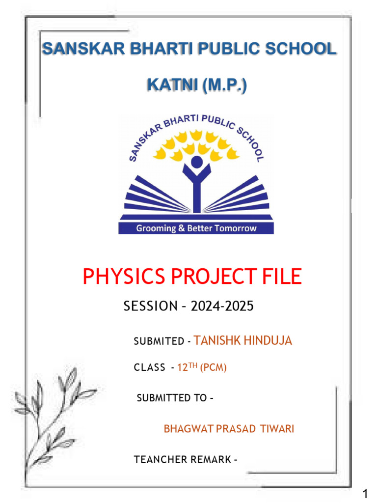 Tanishk Phy Project Copy Pdf Refractive Index Refraction