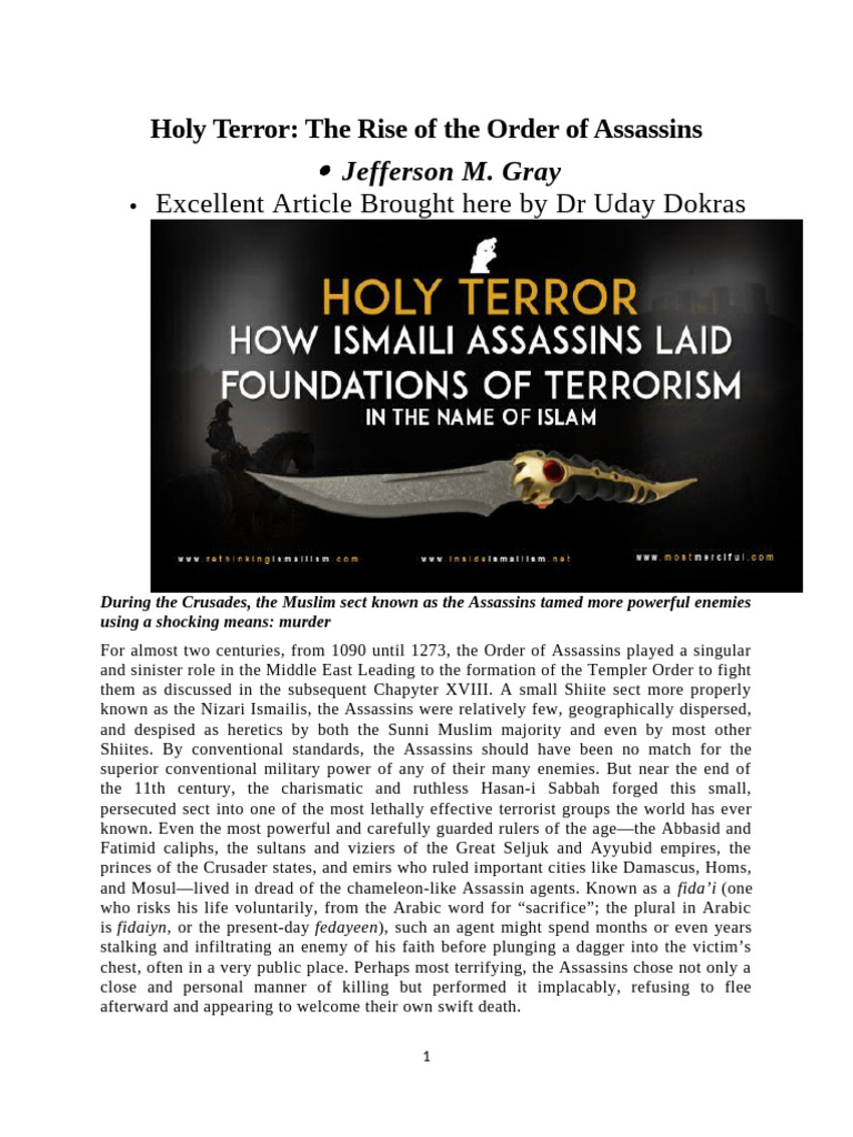 Holy Terror: Assassins' Dark Legacy | PDF | Isma'ilism | Shia Islam