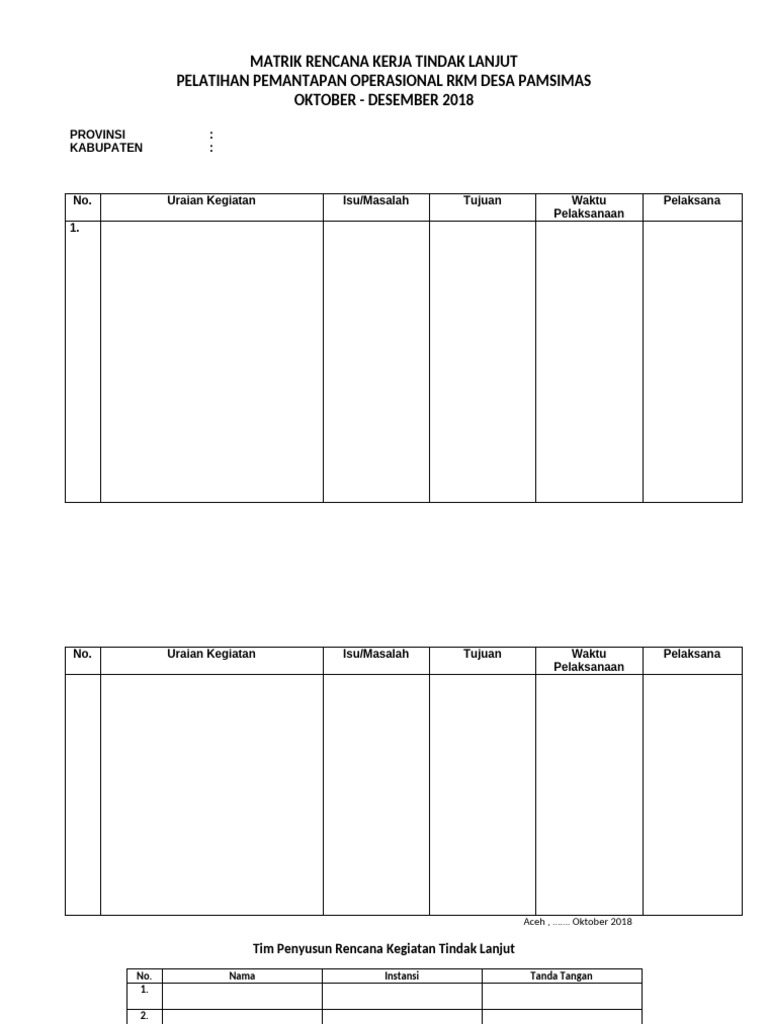 Matrik Rencana Aksi | PDF