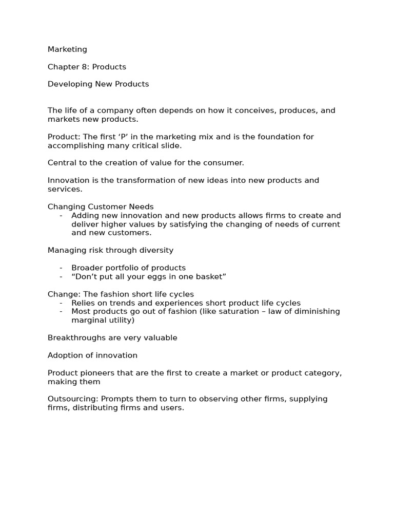 Chapter 8 - Products - Marketing | PDF