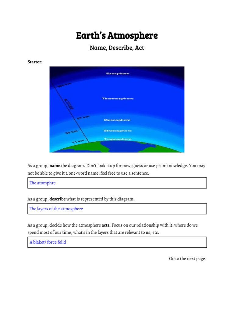 4.4 Name Describe Act Earth's Atmosphere | PDF | Atmosphere Of Earth ...