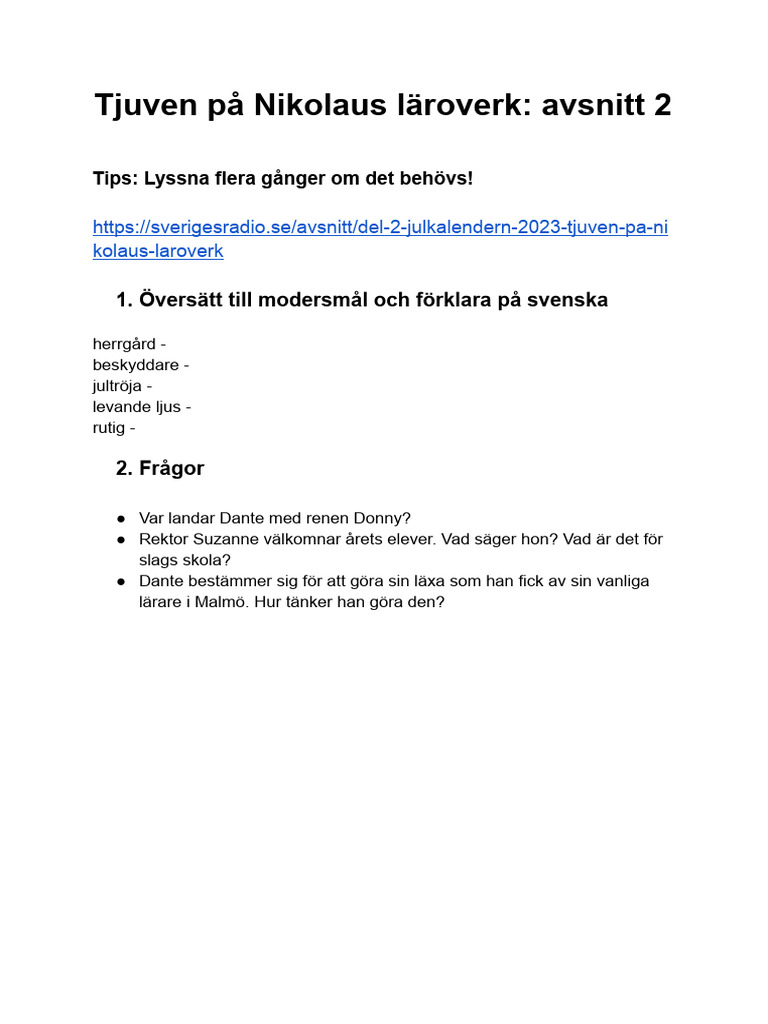 Julkalendern Avsnitt 2 | PDF