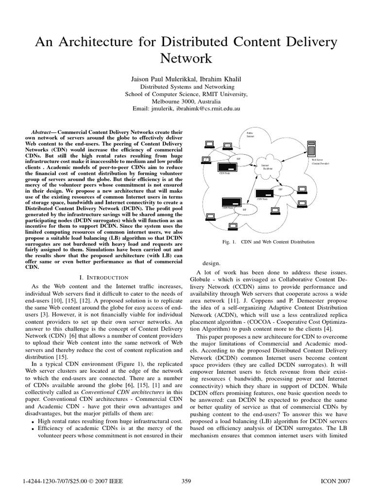 Ref-3.CDN-architech-2007 | PDF | Load Balancing (Computing) | Peer To Peer