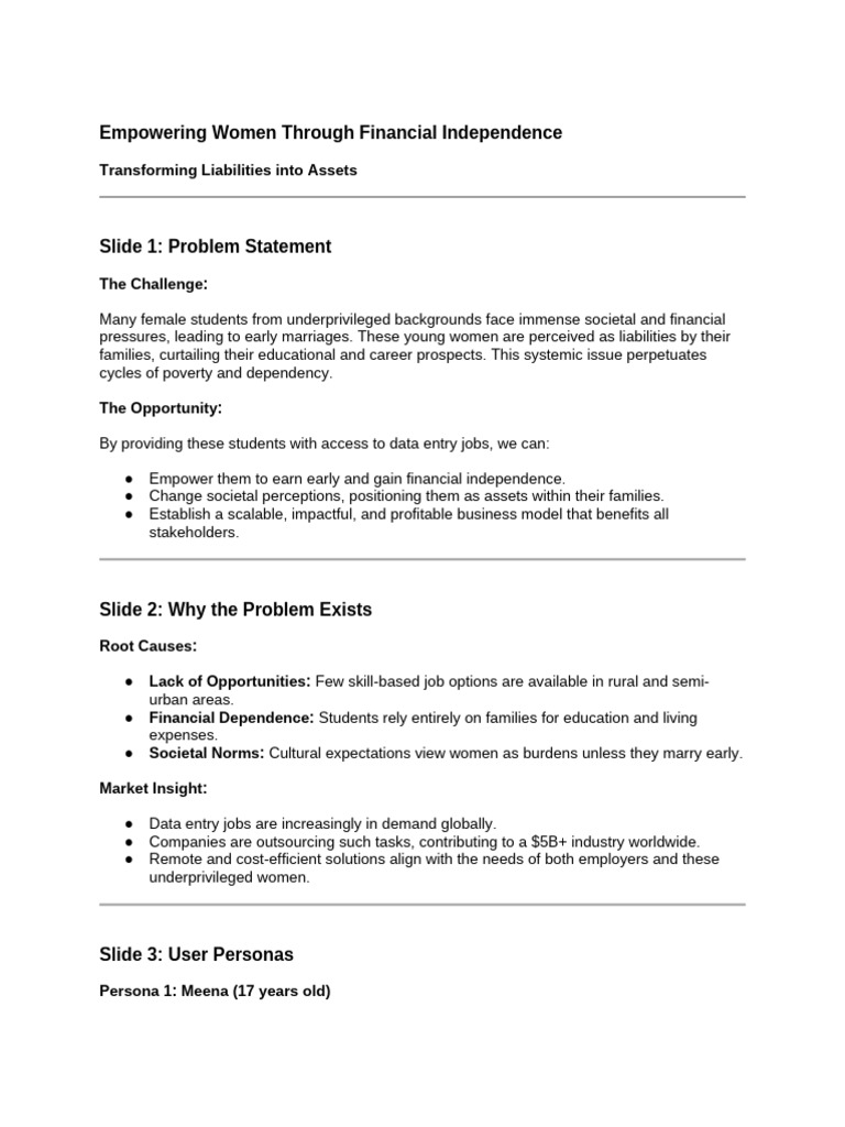 Empowering Women via Financial Independence | PDF | Empowerment ...