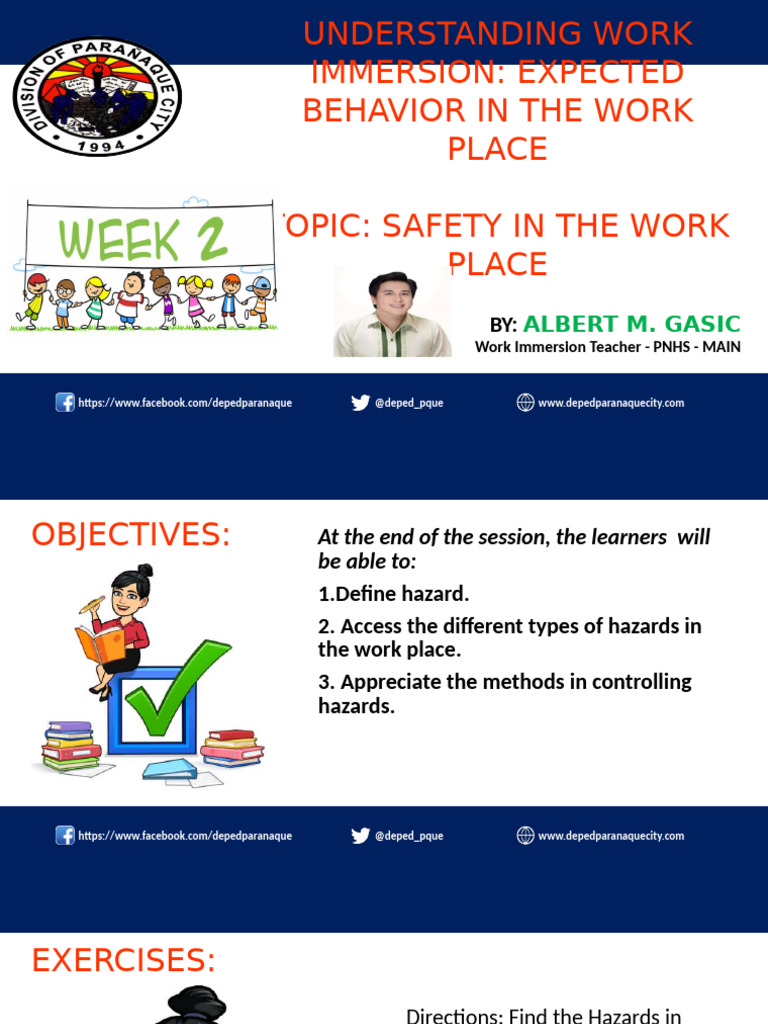 Topic Safety in The Work Place | PDF | Hazards | Personal Protective ...