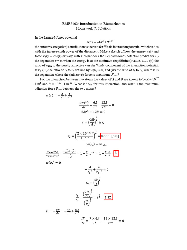 BME2102 HW7 Solutions | PDF | Atomic Force Microscopy | Applied And Interdisciplinary Physics