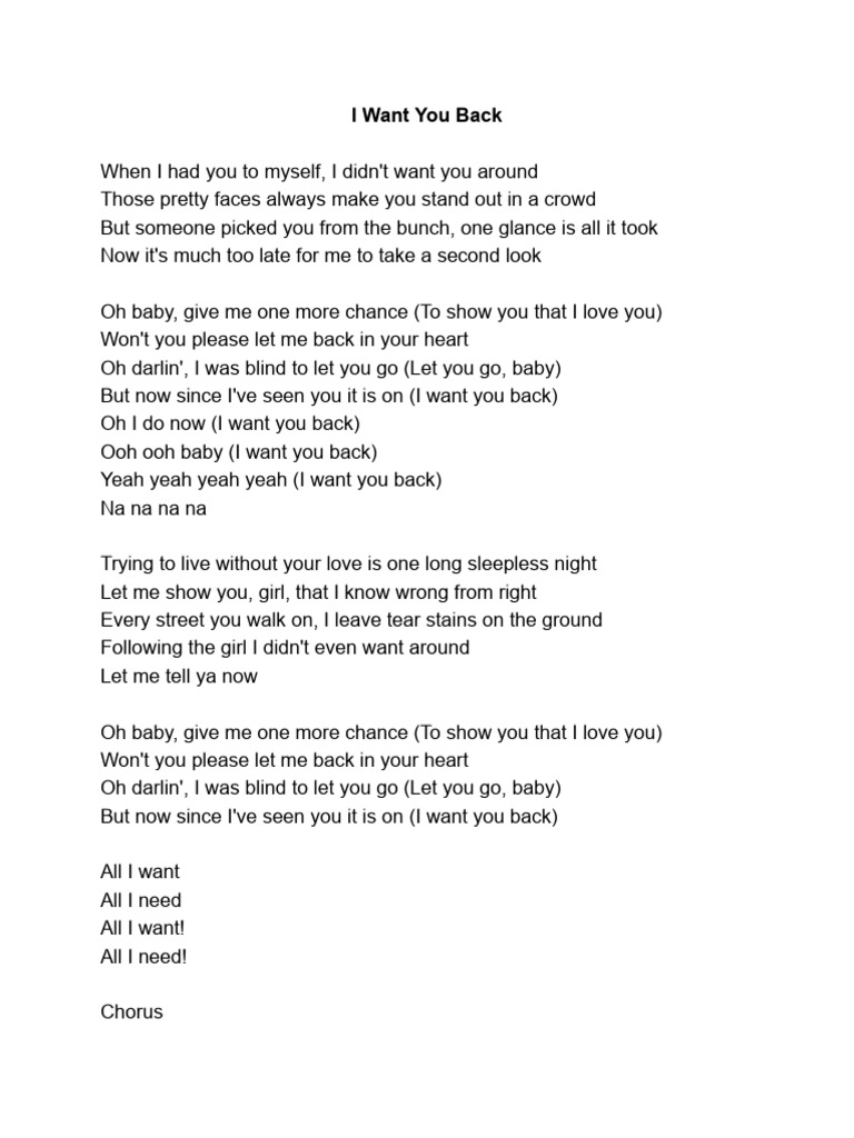 I Want You Back Lyrics Analysis | PDF