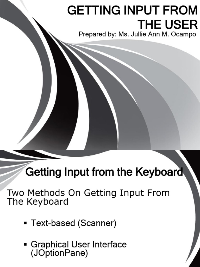 User Input Methods In Java Pdf