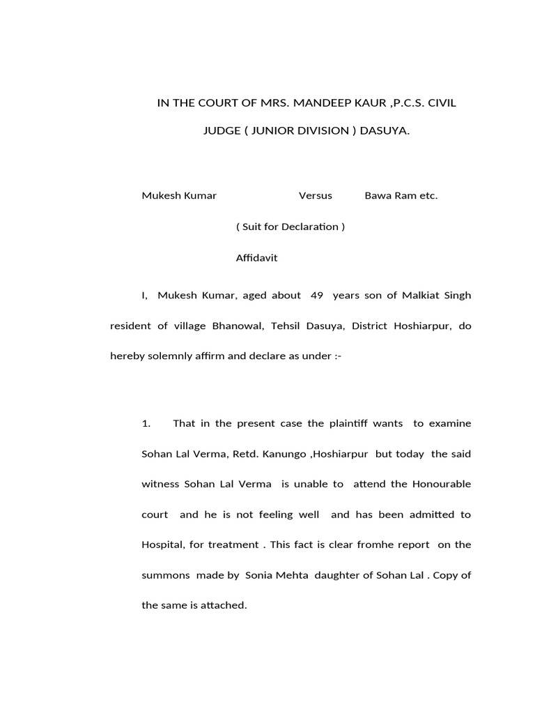 Affi of Adjournment | PDF