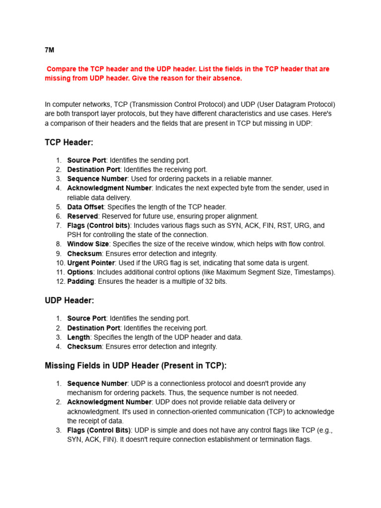 MOD 4 PYQS 7 Marks CN ENDTERM | PDF | Transmission Control Protocol | Internet Standards