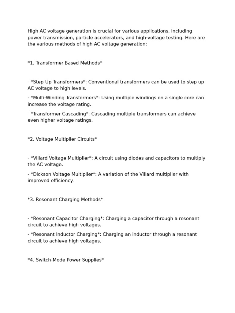 High AC Voltage Generation | PDF