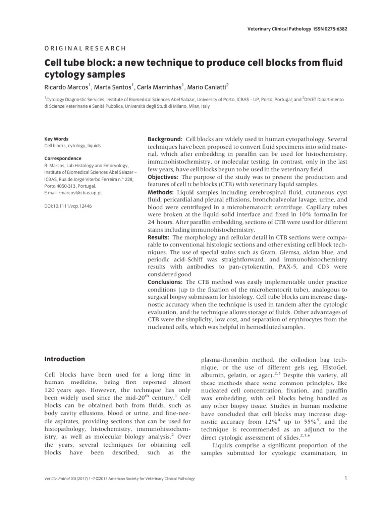 Cell Tube Block A New Technique To Produce Cell Blocks From Fluid | PDF ...
