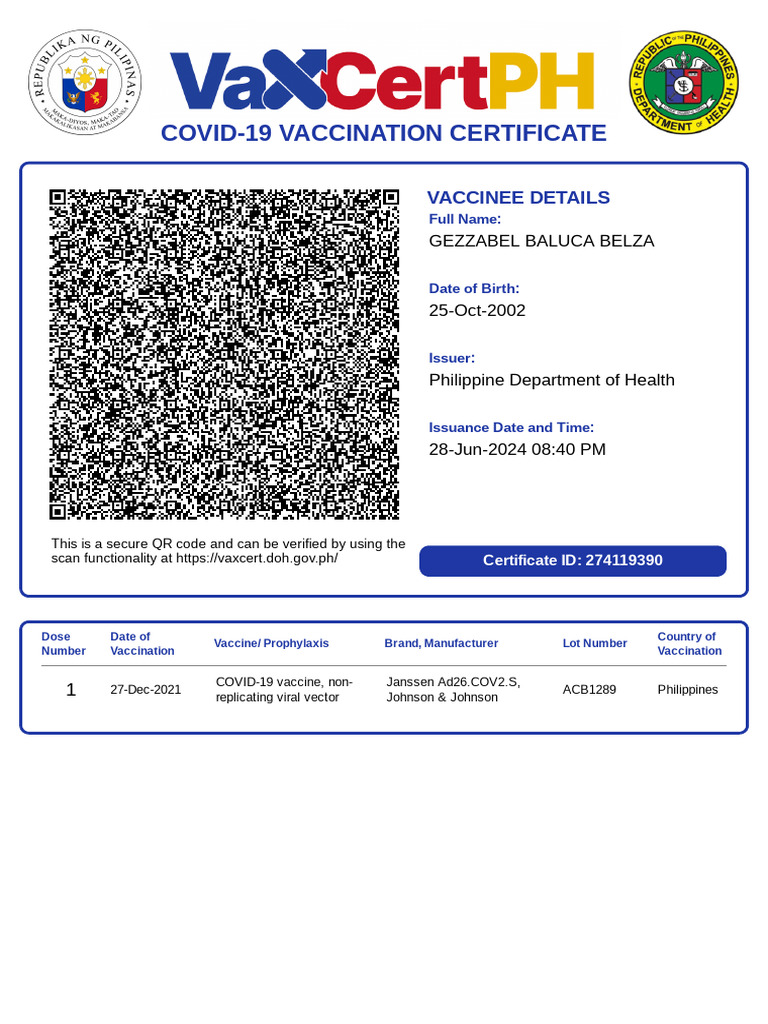 COVID-19 Vaccination Certificate Details | PDF