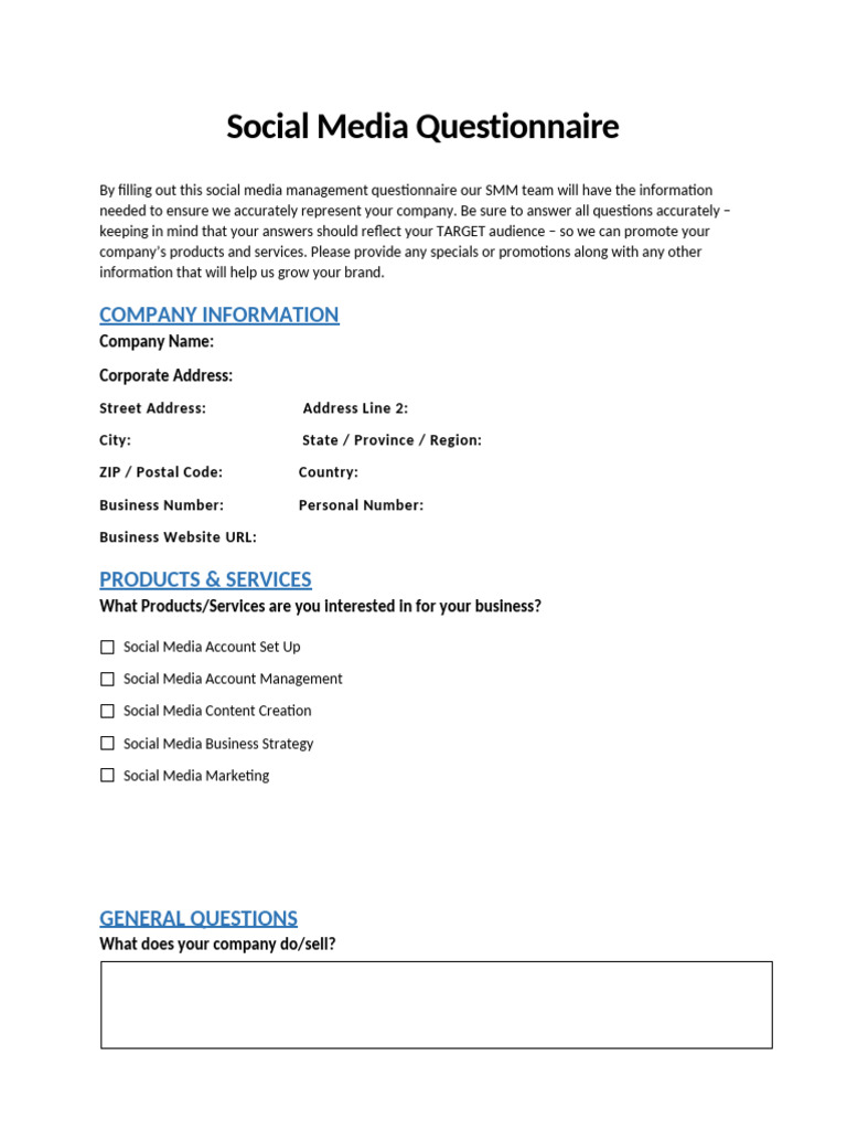 SMM_Questionnaire | PDF | Social Media | Popular Culture & Media Studies