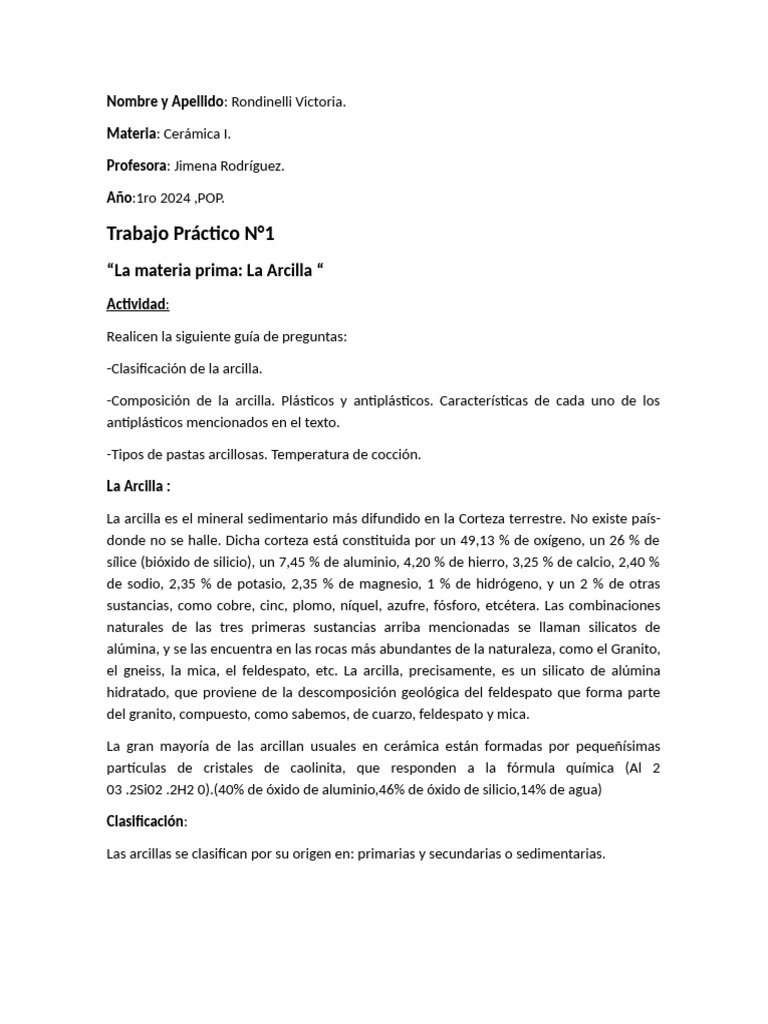 Guía Completa sobre Arcilla y Antiplásticos | PDF | Arcilla | Porcelana