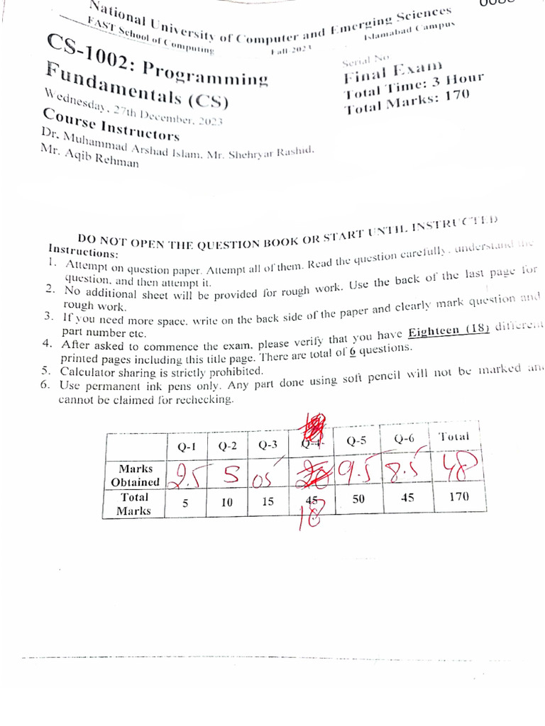 PF Final Exam (Fall-2023) | PDF