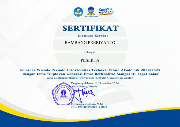 SERTIFIKAT SEMINAR UT | PDF