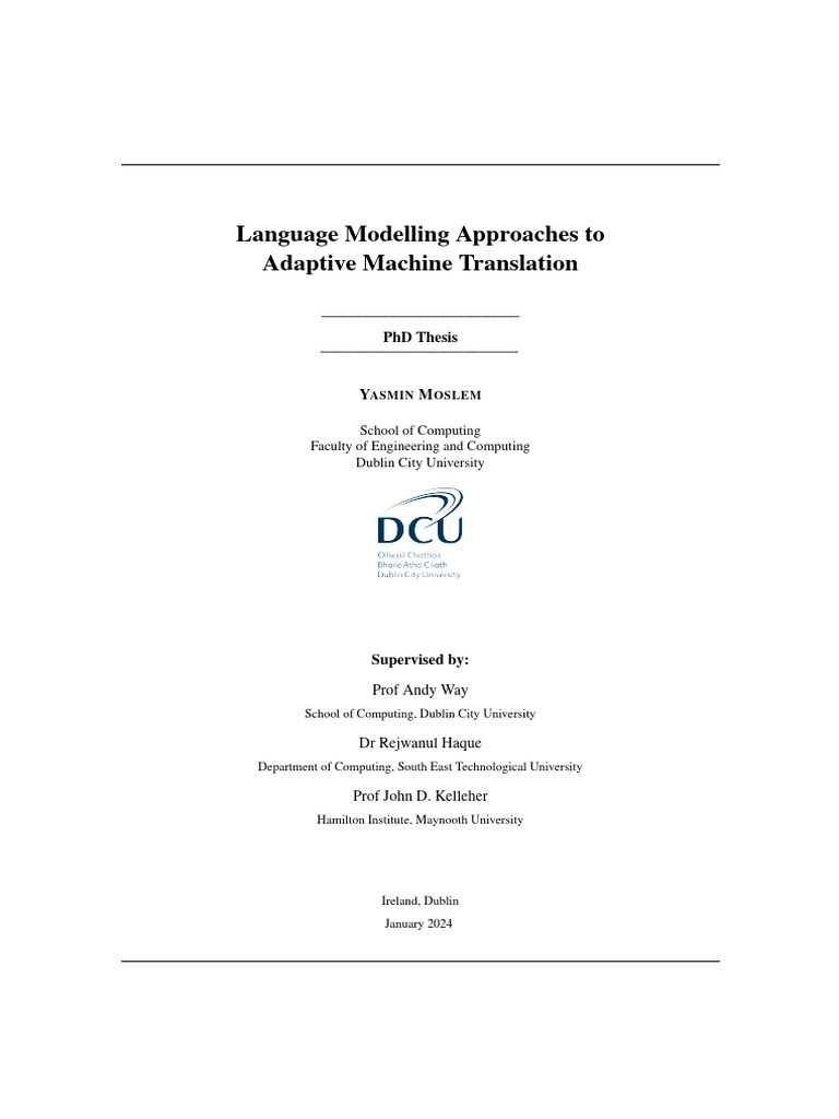 Language Modelling Approaches To Adaptive Machine Translation | PDF ...