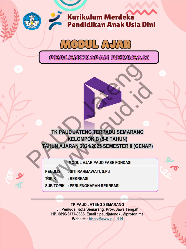 72 Modul Ajar TK B 2024 2025 Smt2 18 Perlengkapan Rekreasi PDF | PDF