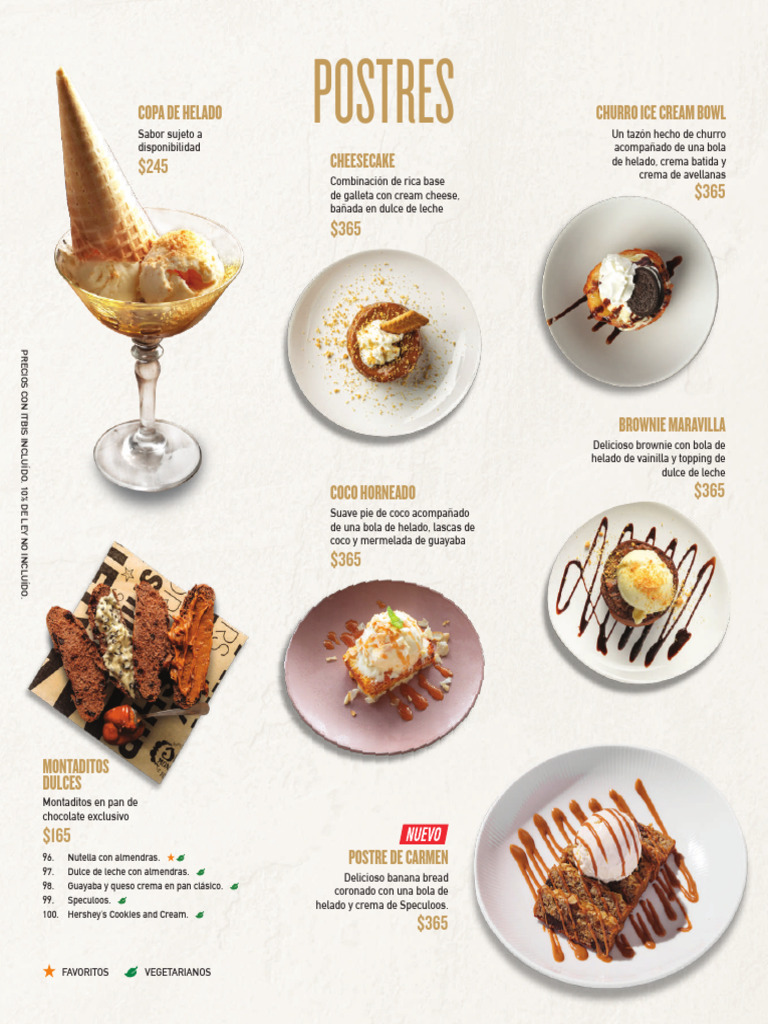 Menu Postres 2025 Compressed | PDF | Postres | Alimentos
