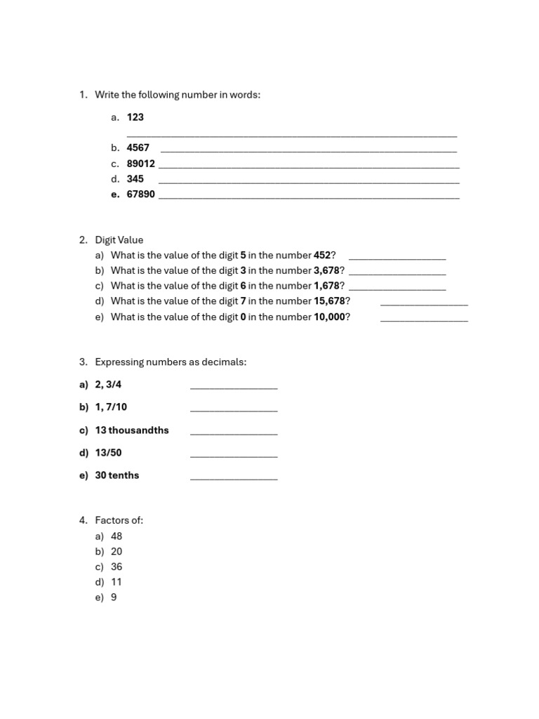 Primary 4 Maths Practice | PDF