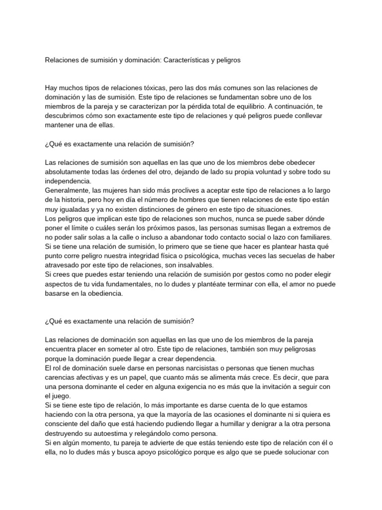 Relaciones Tóxicas: Dominación y Sumisión | PDF