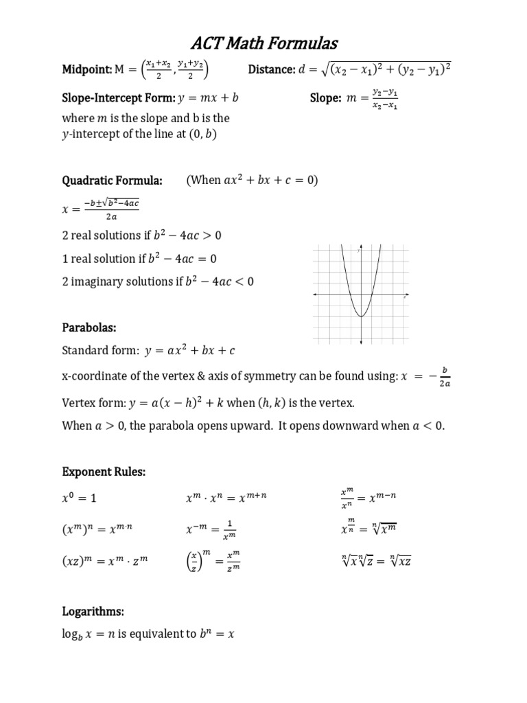 Math_ACT_Test_Prep_-_Notes_Sheet__1_ | PDF | Mathematics | Elementary ...